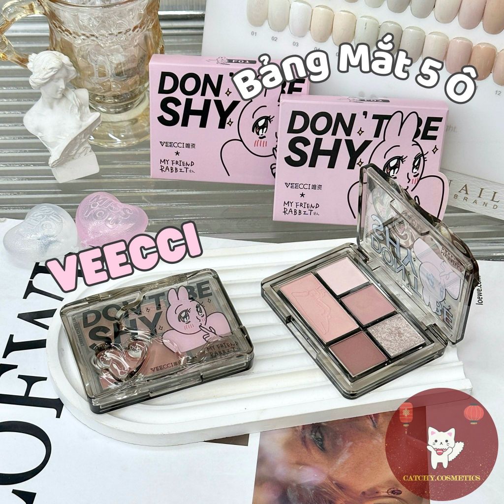 [VEECCI] Bảng Phấn Mắt VEECCI 5 Ô x MY FRIEND RABBIT DON’T BE SHY Nhũ Lì Vân Nổi Gợn Sóng 5.2g ...