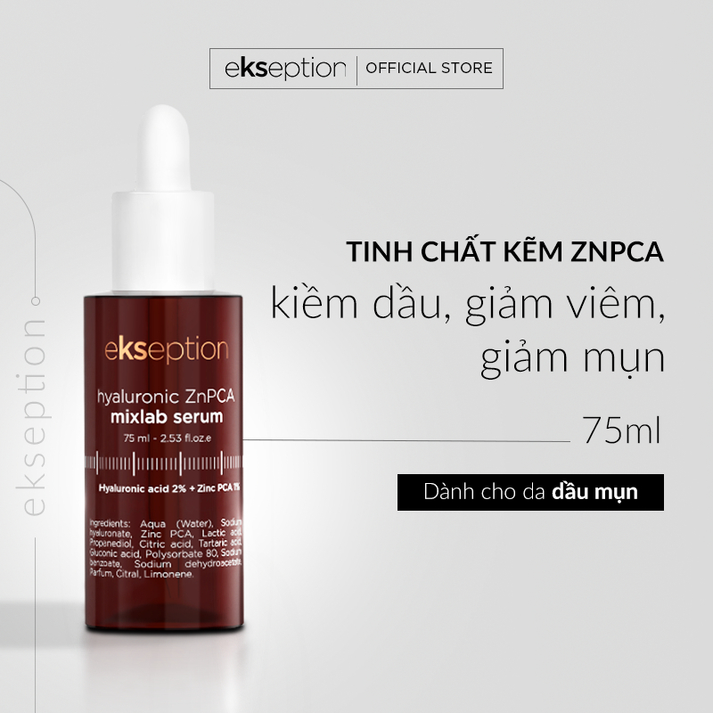 Serum kẽm Ekseption Hyaluronic ZnPCA, HA + 1% ZnPCA giảm mụn, kiềm dầu ...
