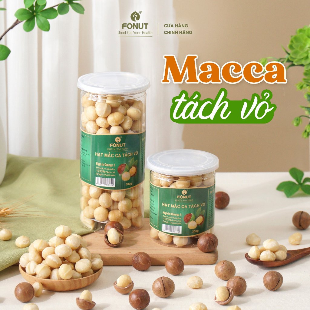 Hạt macca tách vỏ FONUT hũ 250g-500g mắc ca Úc hạt dinh dưỡng cho bà ...