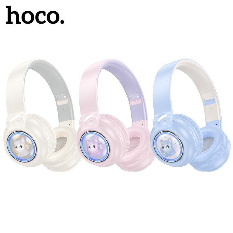 Tai nghe chụp tai có hình mèo HOCO W50 BLUETOOTH V5.3, cắm thẻ nhớ TF, cổng AUX, có 3 màu sắc ...