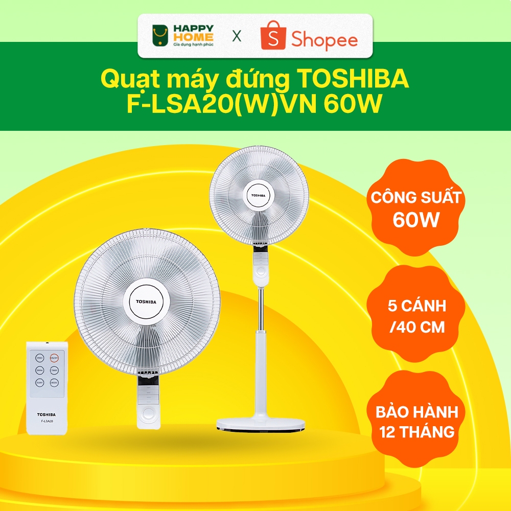 Quạt máy đứng TOSHIBA F-LSA20(W)VN 60W trắng - Bảo hành chính hãng 12 ...