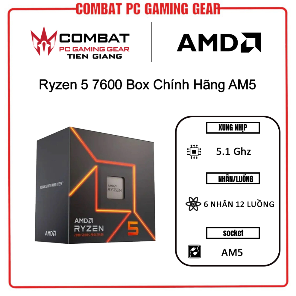 Bộ Vi Xử Lý CPU AMD Ryzen 5 7600 Box Chính Hãng | Shopee Việt Nam