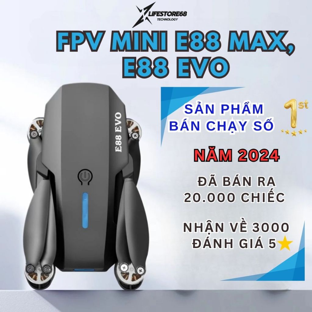 Máy bay điều khiển từ xa Flycam Camera E88 Pro Max Cảm Biến Chống Va ...