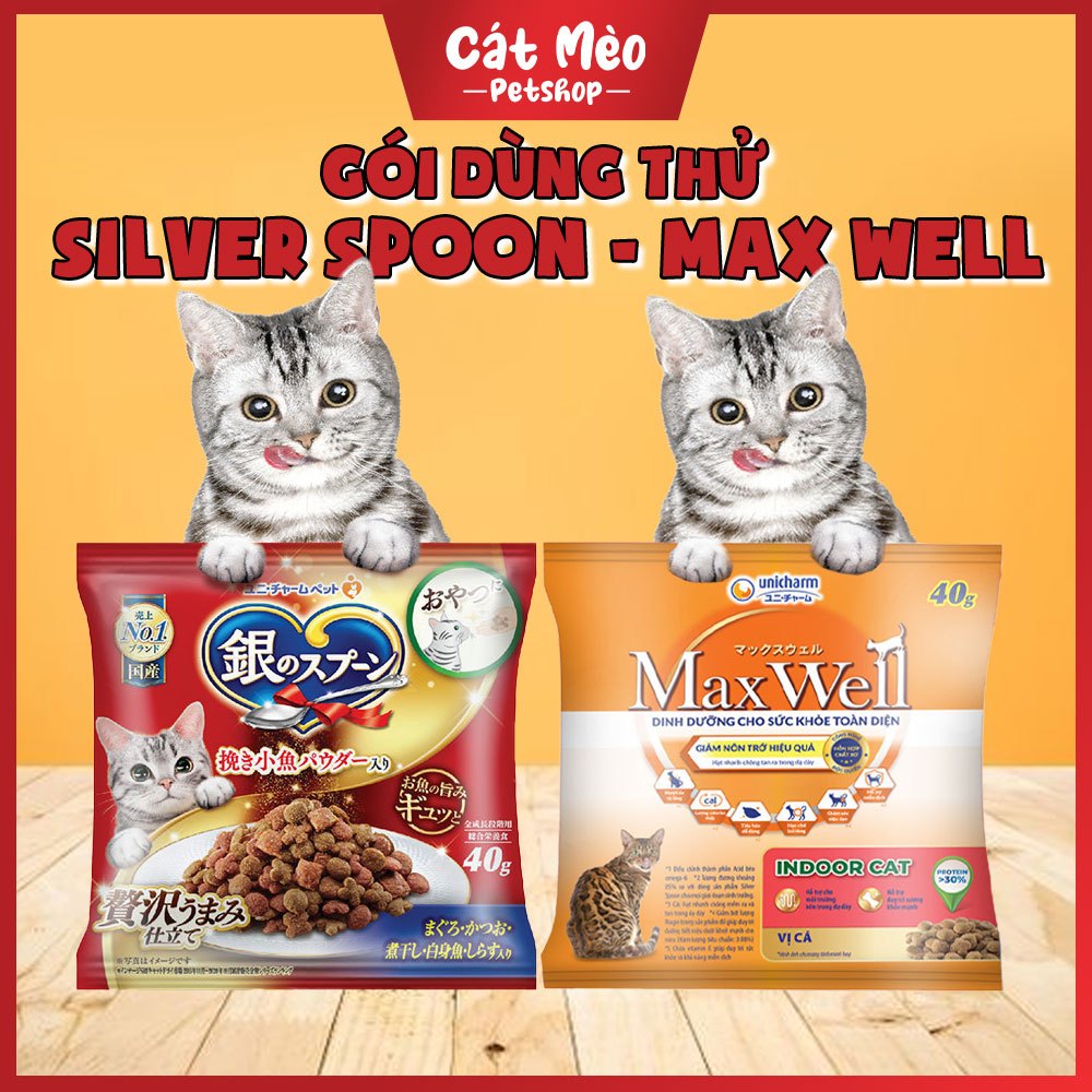 [Túi Dùng Thử 40G] Hạt Cho Mèo Silver Spoon, MaxWell Dinh Dưỡng Hoàn ...