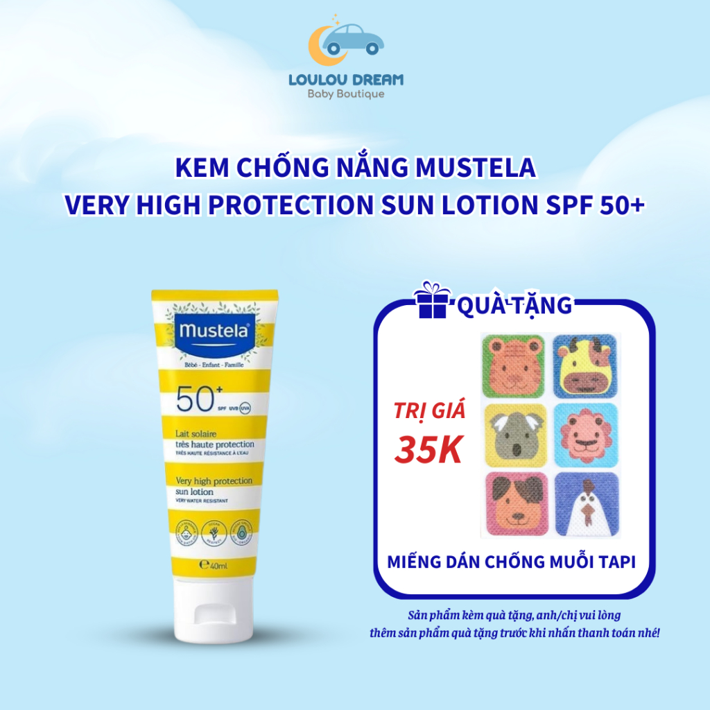 Kem chống nắng Mustela Very High Protection Sun Lotion SPF 50+ 40ml ...