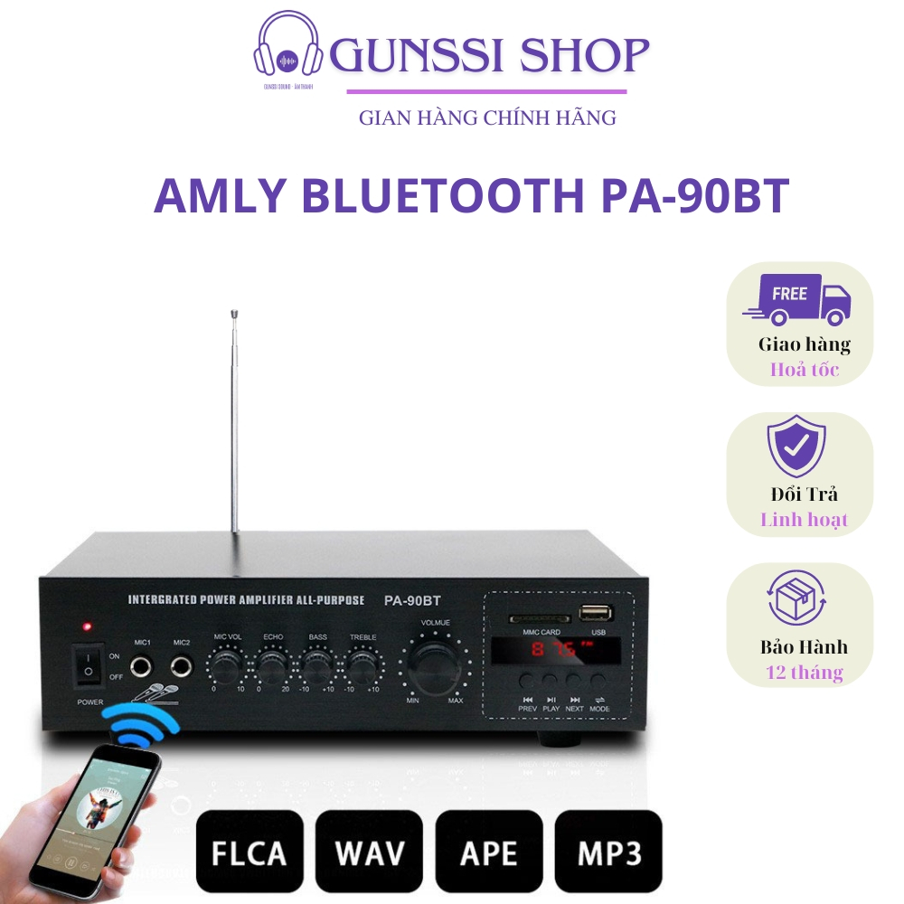 Amly bluetooth Gunssi, Amply PA-90BT siêu hay, có đầu vào cho loa có điện áp không đổi 70v/100v ...