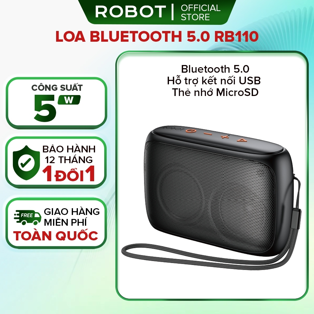 Loa Bluetooth Mini ROBOT RB110 Công Suất 5W Hỗ Trợ Kết Nối USB/Thẻ Nhớ ...
