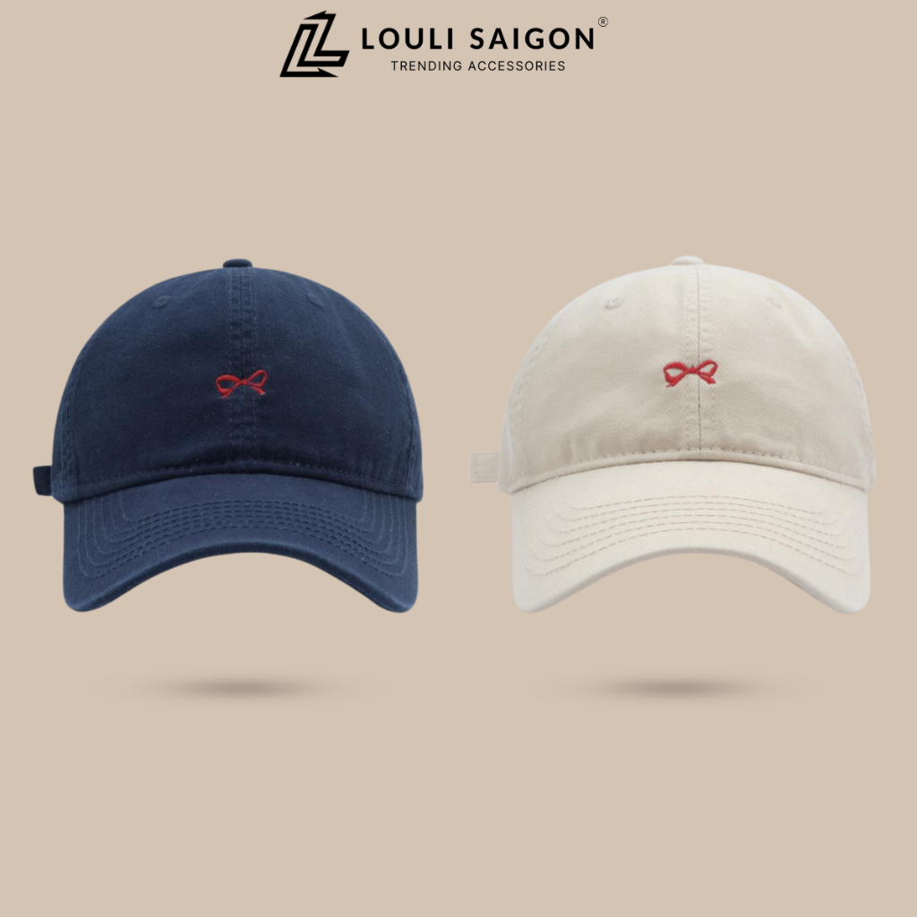 Mũ lưỡi trai thêu nơ LOULI SAIGON nam nữ form mềm, nón lưỡi trai kaki ...