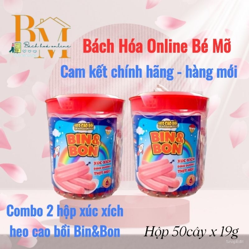 Combo 2 Ca 50 Cây Xúc Xích Heo Cao Bồi Bin&Bon Masan 19g (Tặng Ca Đựng ...