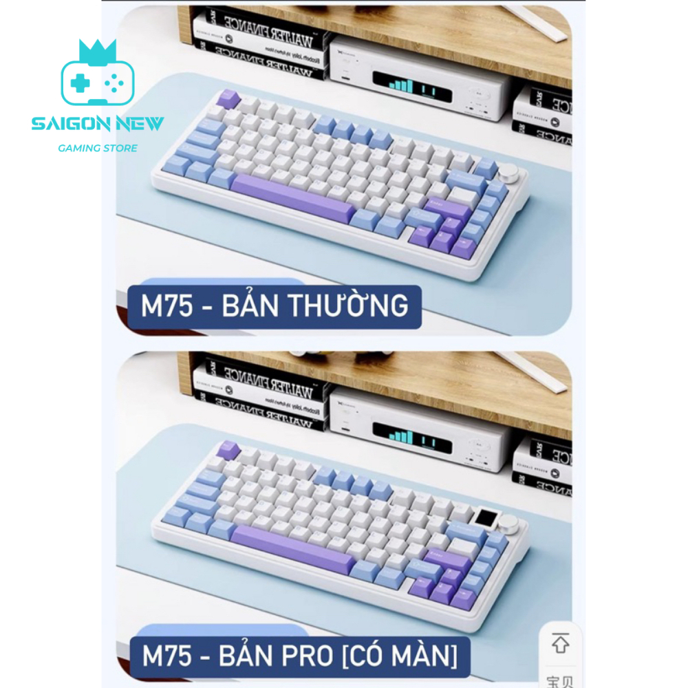 Bàn phím cơ không dây Xinmeng M75 PRO- Trục cơ Black plum - Có màn led tùy chỉnh - Led RGB mạch ...
