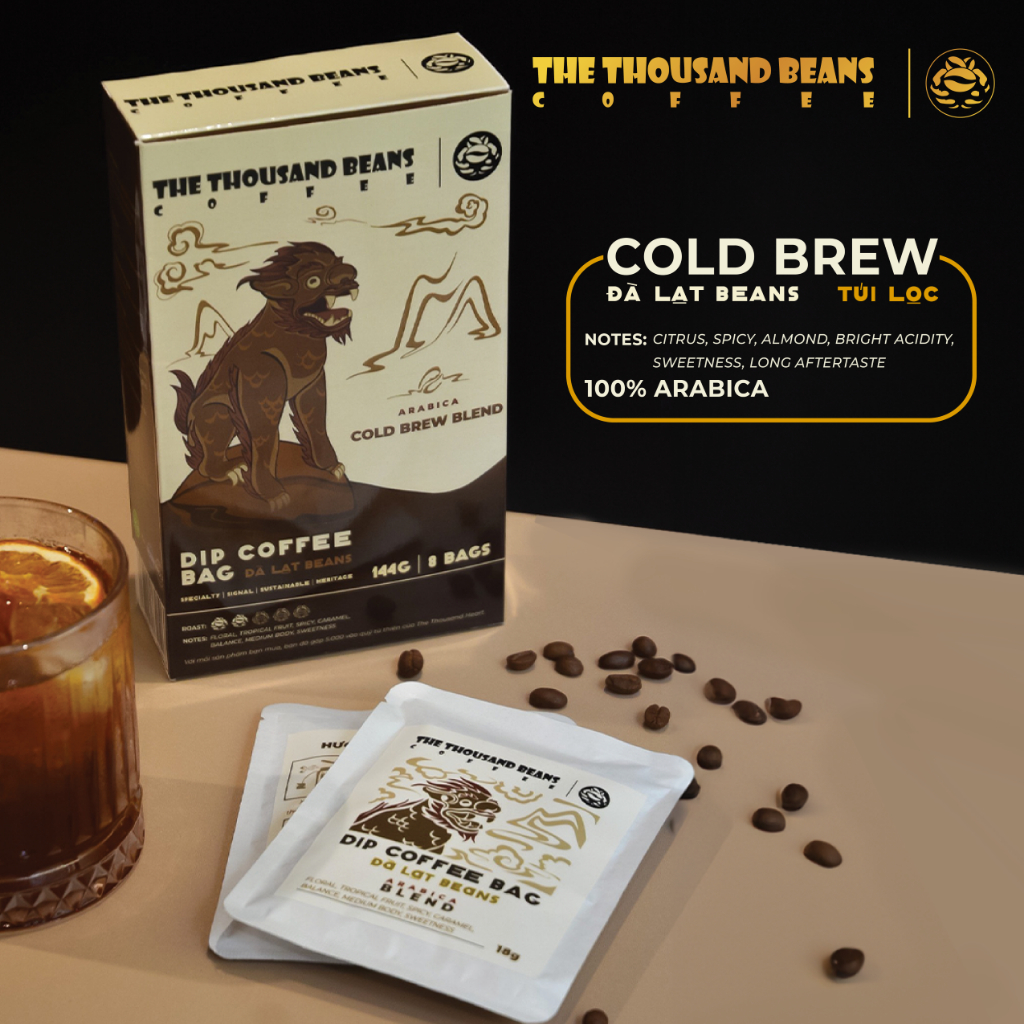 Cà phê cold brew ủ lạnh 100% arabica nguyên chất hộp 144g / 8 túi x18g ...