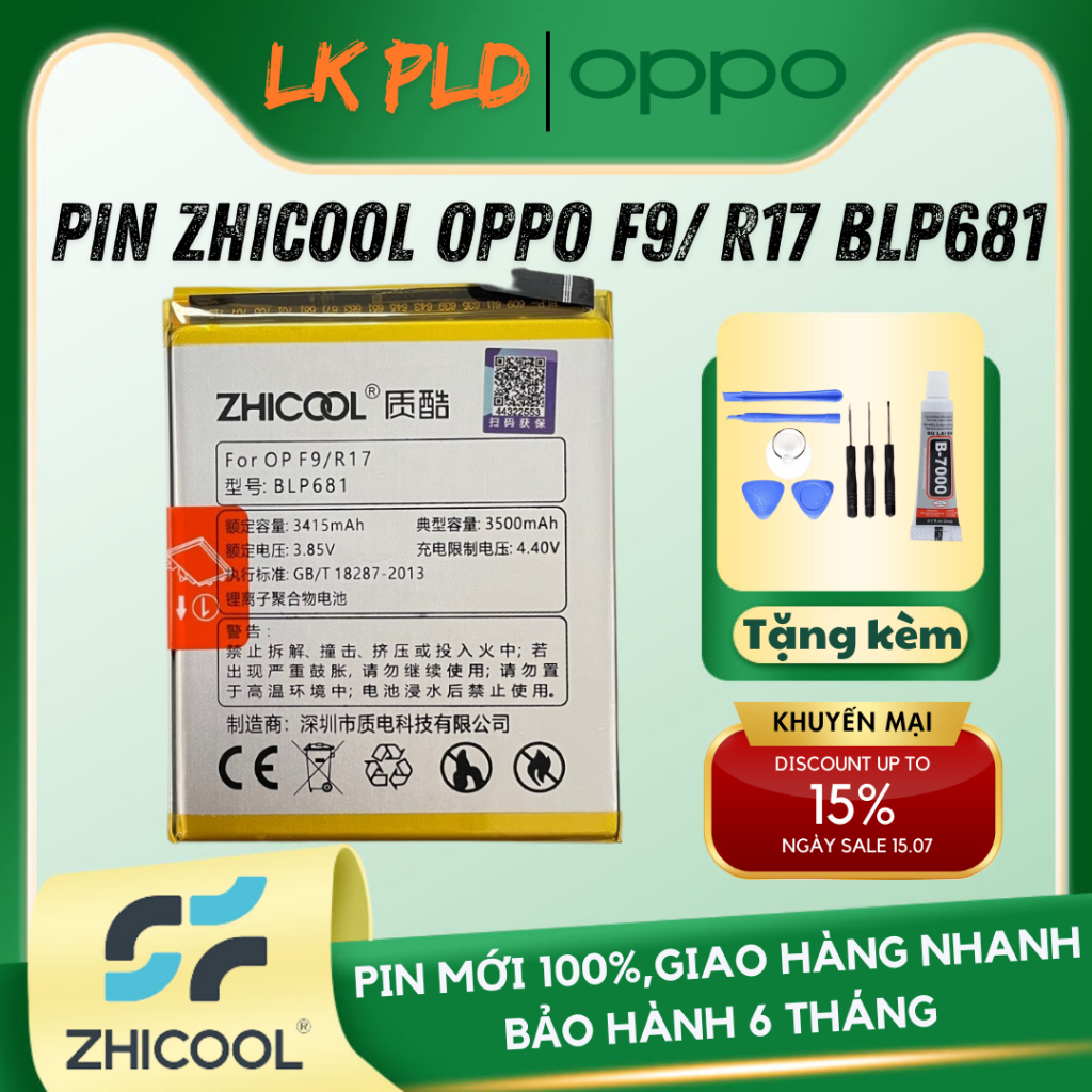 Pin Oppo F9 hãng Zhicool, Mã pin BLP681, Hàng nguyên seal, tặng kèm bộ tua vít mở máy | Shopee ...