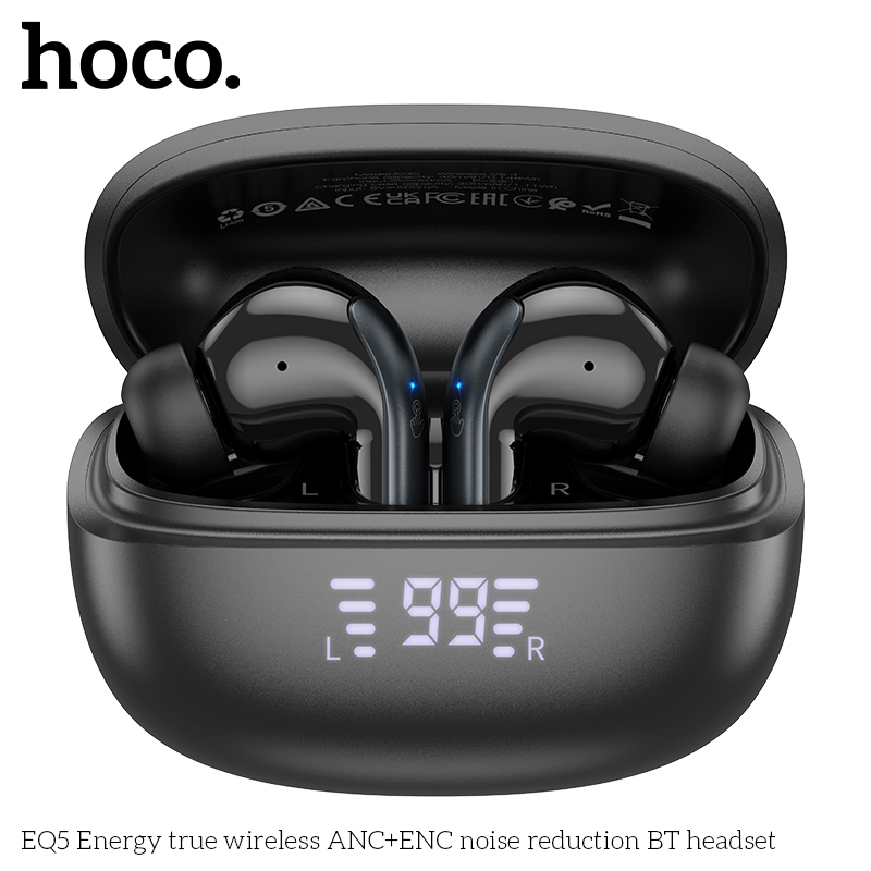 Tai nghe Bluetooth TWS Hoco EQ5 V5.3 Chống ồn ANC và ENC, pin 7H, màn hình LCD (Đen) | Shopee ...
