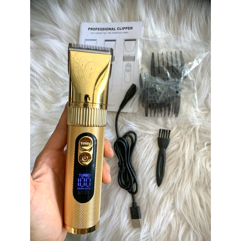 Tông đơ Hair Clipper màu vàng có báo SẠC pin có hộp đựng chui sạc USB 4 ...