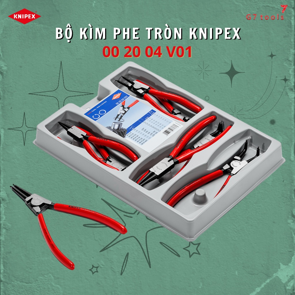 Knipex 00 20 04 V01 - Bộ kìm phe thân tròn gồm 8 chiếc_G7 Tools Hà Nội | Shopee Việt Nam