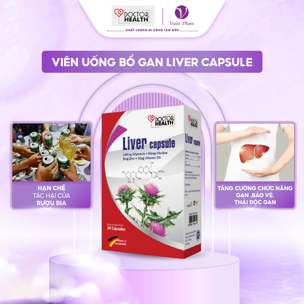 Viên uống bổ gan Liver Capsule hỗ trợ mát gan, hạ men gan, tiêu mỡ gan ...