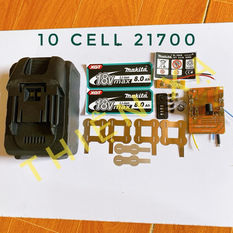 Vỏ pin 10 cell 21700 chân pin phổ thông đầy đủ phụ kiện ,mạch 80a-90a ...