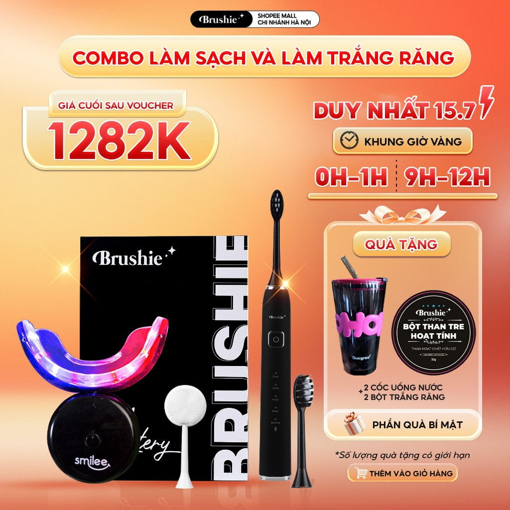 Bộ Kit trắng răng Smilee Extra + Bàn chải điện Brushie [Combo Tiết Kiệm] | Shopee Việt Nam