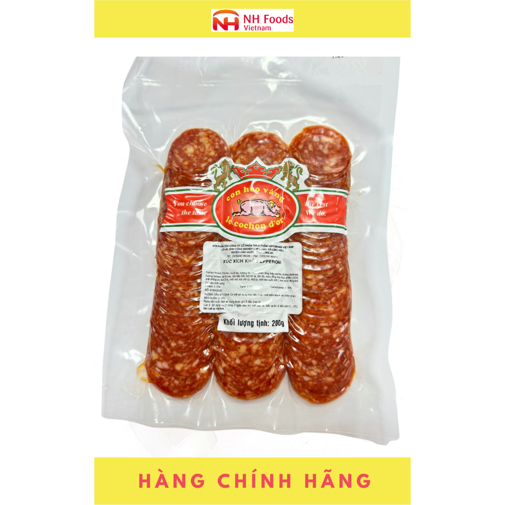 Xúc xích khô Pepperoni Con Heo Vàng 200g | Shopee Việt Nam