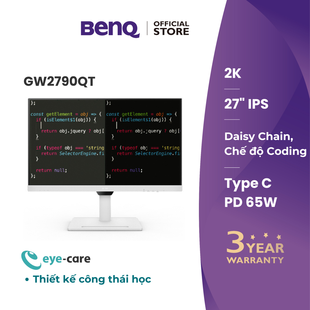 BenQ GW2790QT_Màn hình máy tính bảo vệ mắt công thái học chế độ coding 27 inch 2K QHD USB-C ...