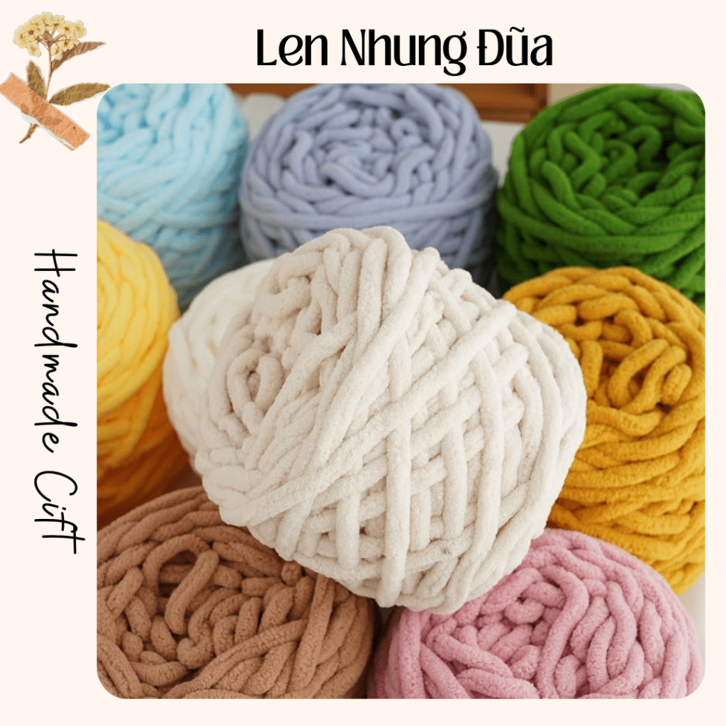 Len Nhung Đũa Sợi Bông, Len Nhung Đũa Len Đan Móc Bông Sữa Mềm Mịn ...