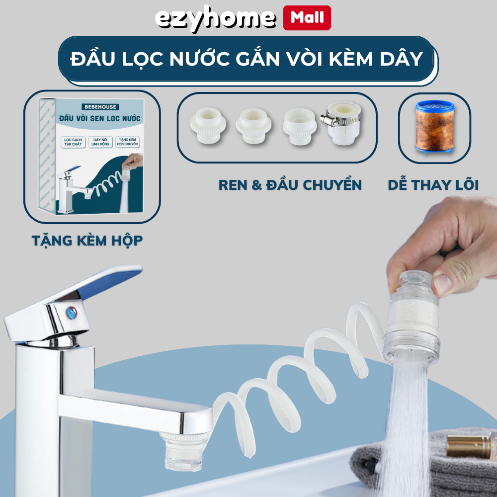 Đầu Vòi Lọc Nước Tăng Áp Xoay 360 Độ Tặng Kèm Đầu Nối EB024 EZYHOME | Shopee Việt Nam