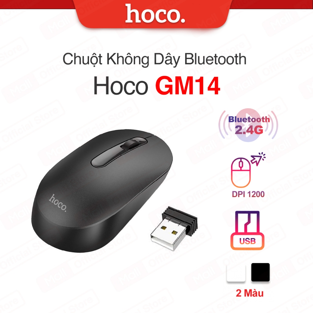 Chuột Không Dây 2.4G Hoco GM14 , kết nối USB, DPI 1200, thiết kế sang ...
