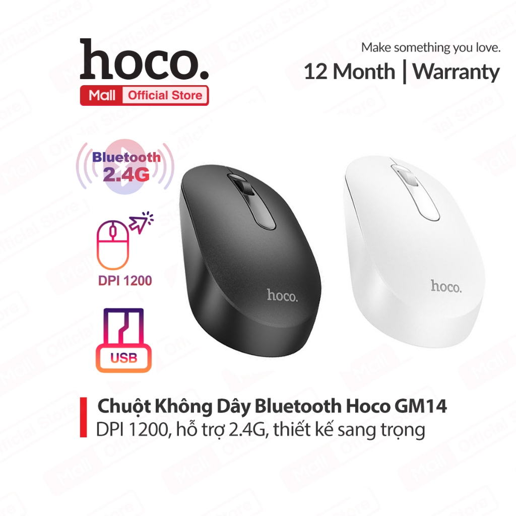 Chuột Không Dây 2.4G Hoco GM14 , kết nối USB, DPI 1200, thiết kế sang ...