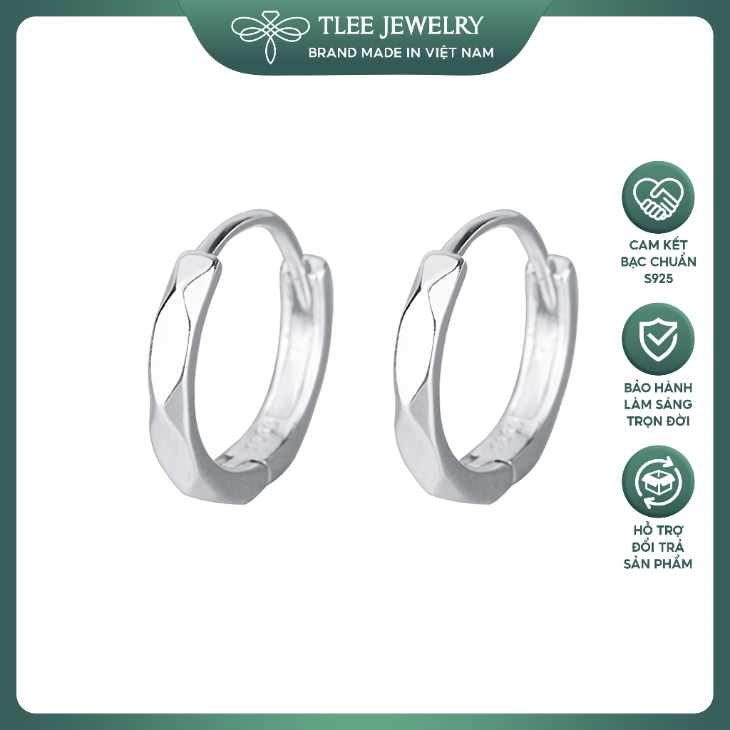 Khuyên tai bạc TLEE tròn trơn bản dày phay bắt sáng trendy TLEE JEWELRY ...
