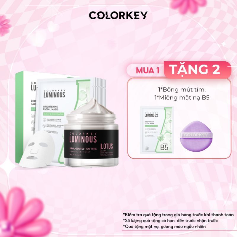 COMBO Mặt Nạ COLORKEY LUMINUOS - 1 Hộp Mặt Nạ B5*10 Miếng + 1 Hộp Mặt Nạ Bùn 60g Cho Làn Da Sáng ...