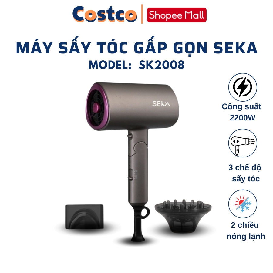 Máy sấy tóc gấp gọn SEKA SK2008 cao cấp 2 chiều nóng lạnh 3 chế độ sấy ...