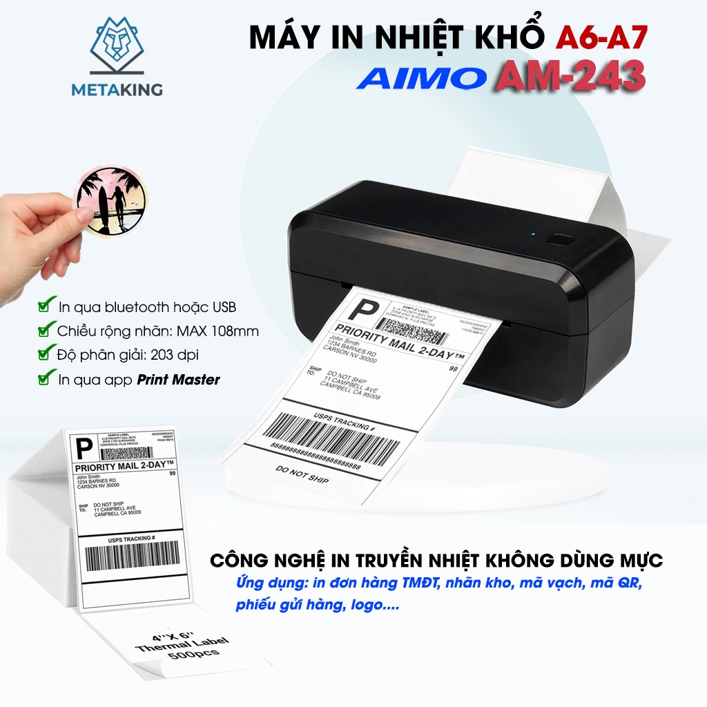 Máy In Đơn Hàng Shopee, in đơn TMĐT AM-243 Hiệu Aimo (In Trực Tiếp Từ Điện Thoại Qua Bluetooth ...