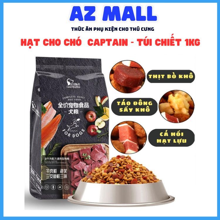 Túi 1kg - Thức ăn cho chó CAPTAIN (NỘI ĐỊA TRUNG) hạt khô trộn Thịt Bò ...