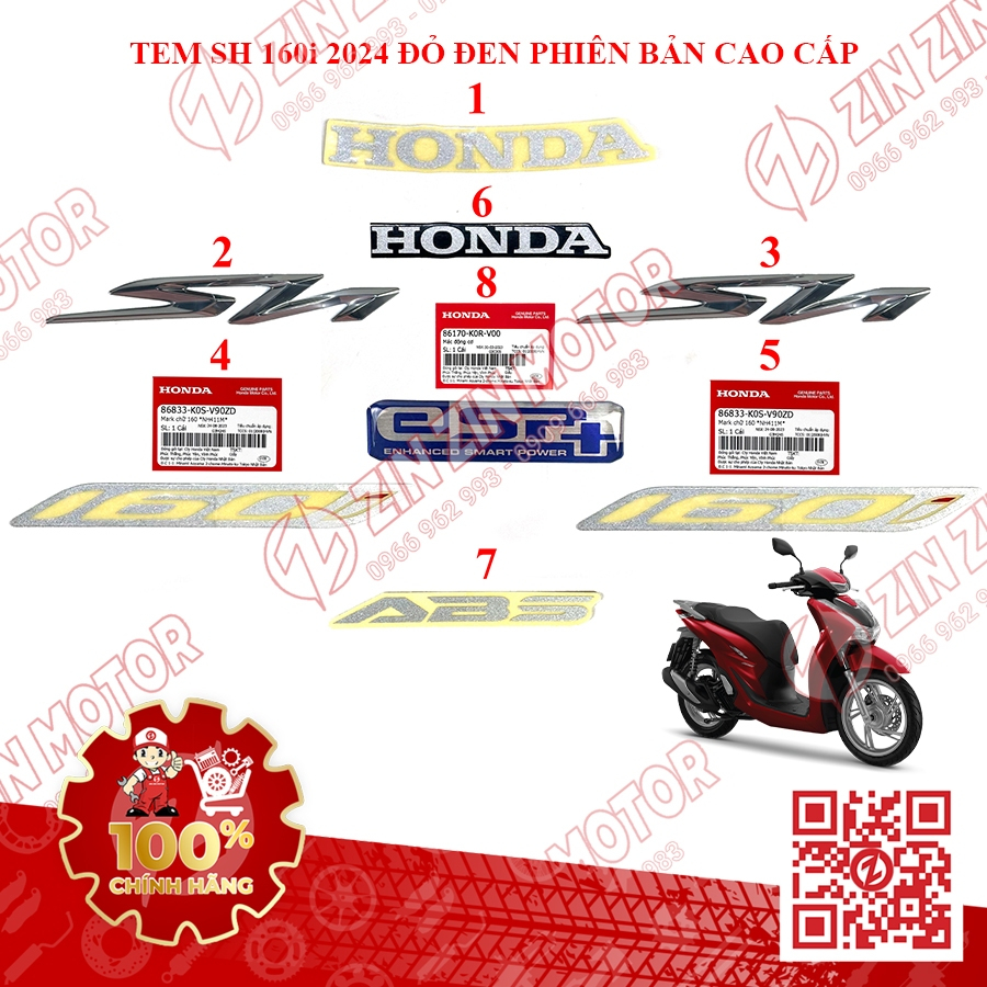 Tem Xe SH 160i, SH160i 2024 Đỏ Đen Phiên Bản Cao Cấp Chính Hãng - ZZM ...