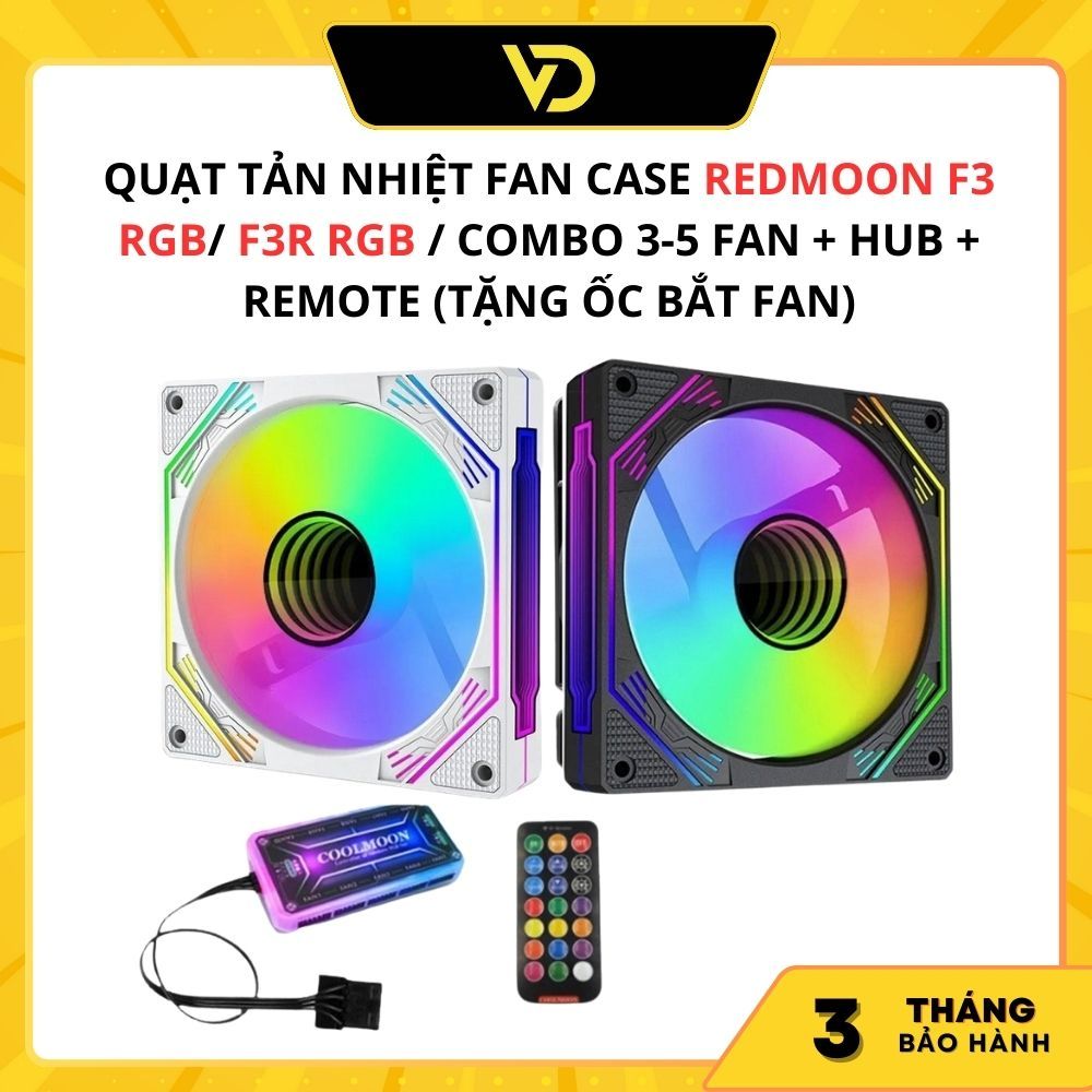 Quạt tản nhiệt fan case Redmoon F3 RGB/ F3R RGB / Combo 3-5 Fan + Hub ...