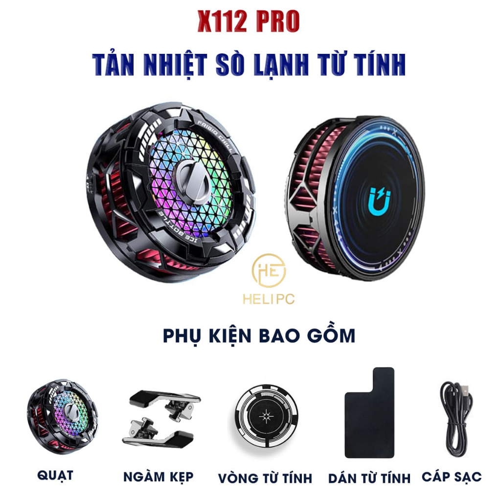 Sò lạnh tản nhiệt điện thoại máy tính bảng X112 Pro sò lạnh 36x36mm đóng băng full mặt 23W led ...