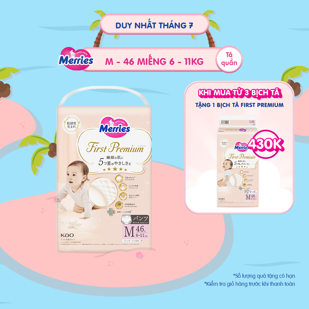 [MUA TÃ TẶNG TÃ] Tã quần Merries First Premium đủ size M46/L36/XL32 ...