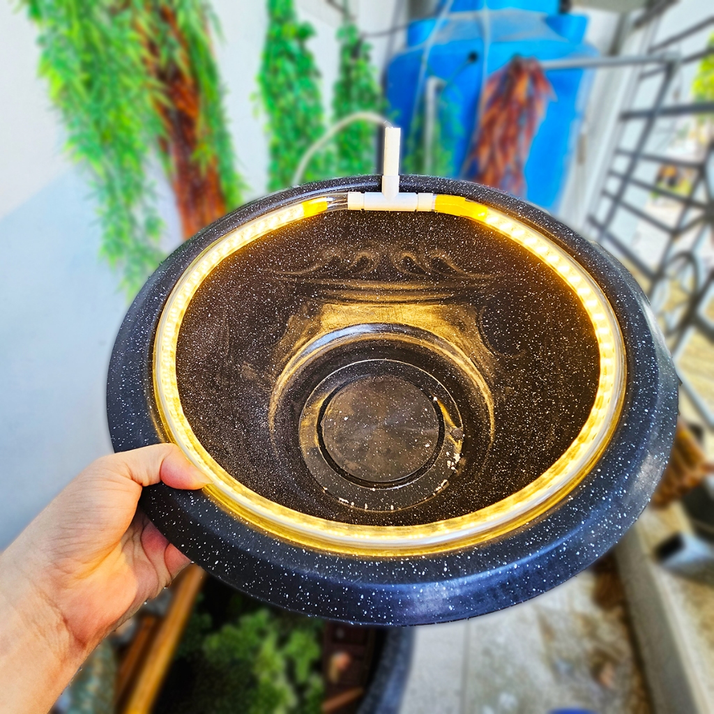 Combo Chậu Cá T48 9 món nhựa kèm đồ trang trí phên tre thác máy bơm lọc ...