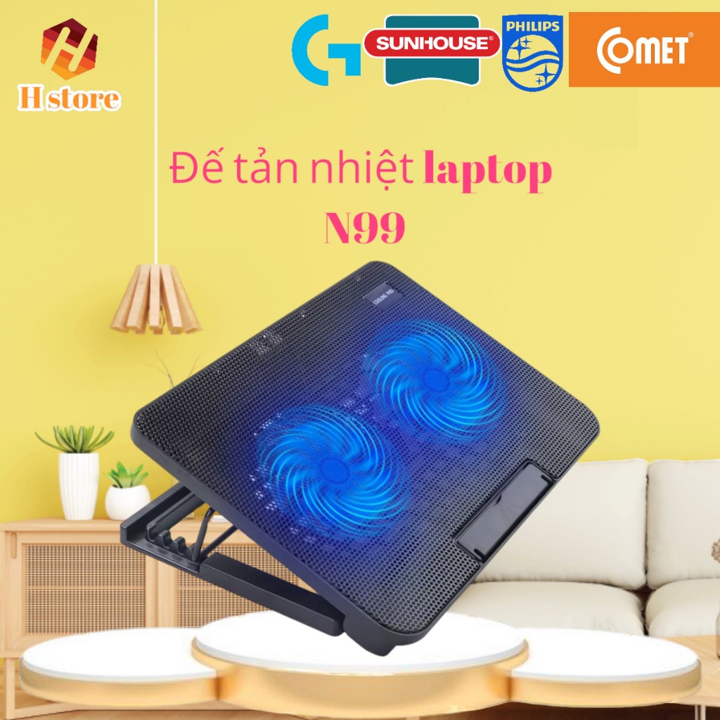 Đế Tản Nhiệt Laptop N99 cho laptop từ 13.3 đến 17 inch 2 Fan , Đế Nâng ...