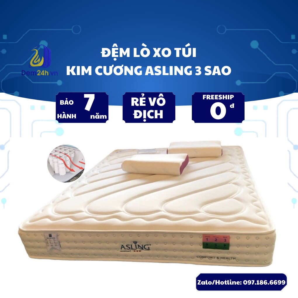 [Freeship + Quà tặng ] - Đệm lò xo Kim Cương Asling 3 sao | Shopee Việt Nam