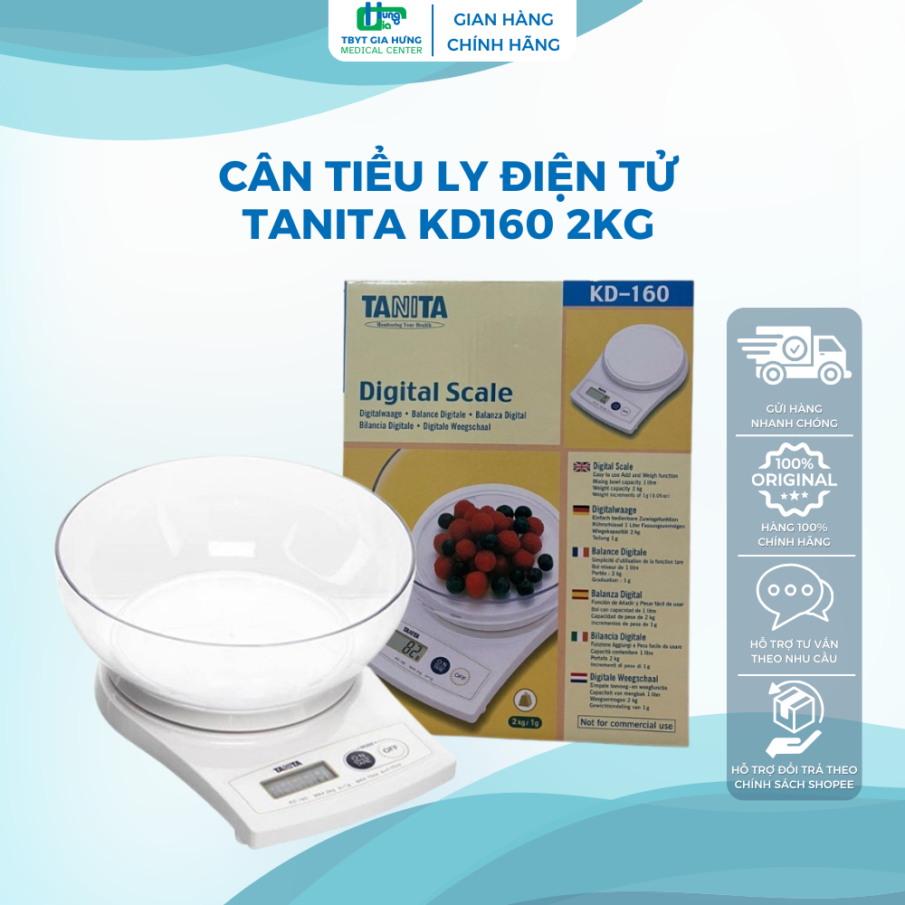 Cân tiểu ly điện tử Tanita KD160 2kg Nhật Bản kèm bát, độ chính xác cao, sử dụng cho cân nhà bếp ...