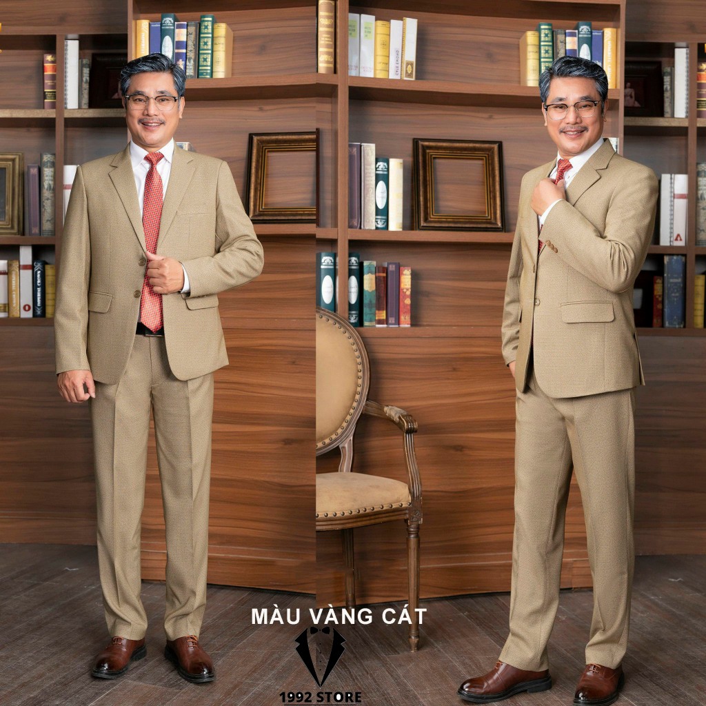 [MUA 1 ĐƯỢC 6] Bộ vest nam trung niên cao cấp 2 nút lịch lãm, bộ comple ...