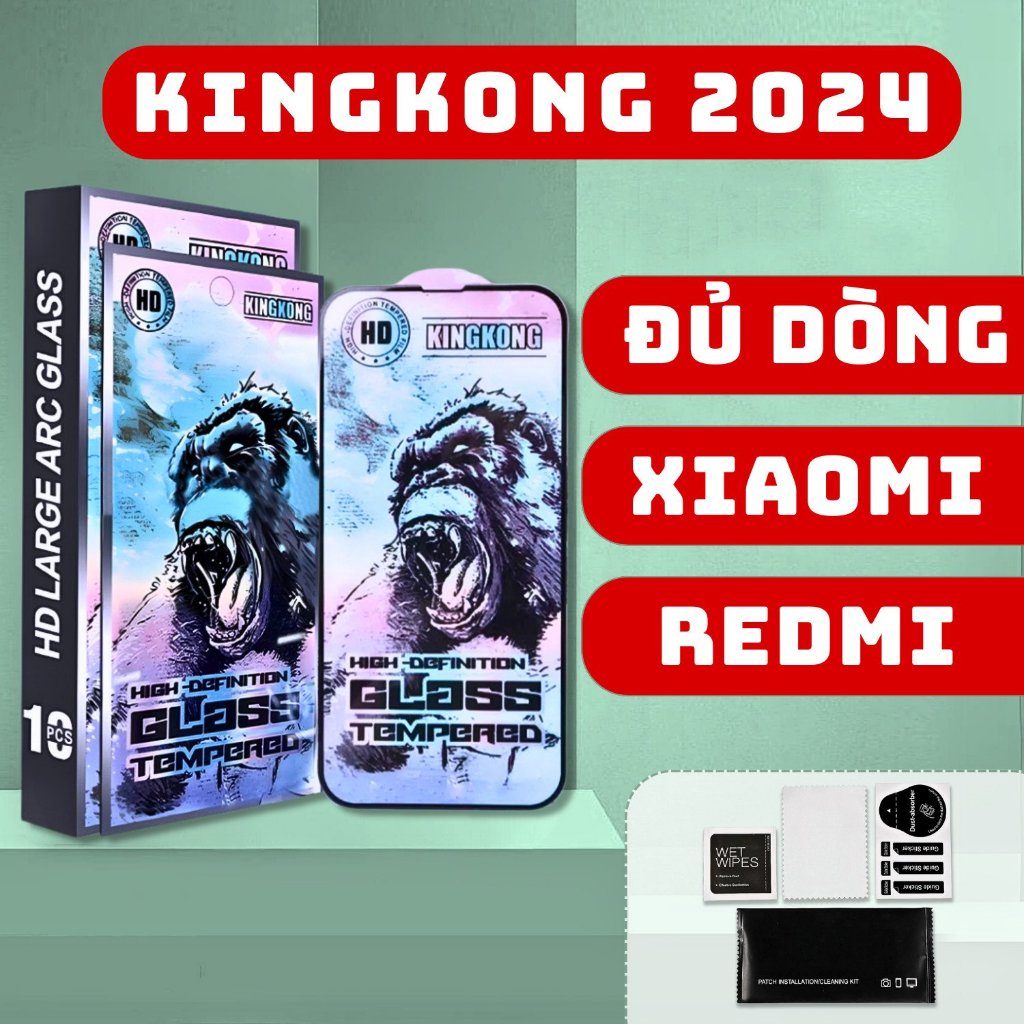 Kính cường lực Redmi Note 13 Pro, Note 13 4G|5G kingkong xanh | Miếng dán bảo vệ màn hình Xiaomi ...