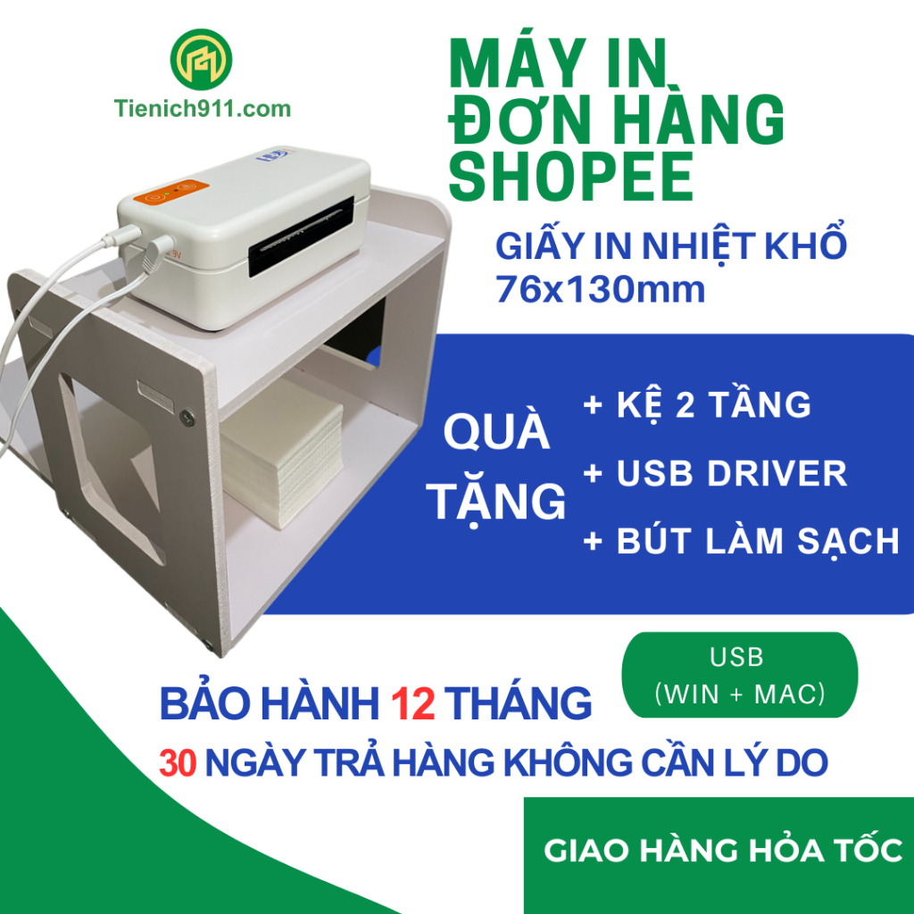 Máy in đơn hàng SHOPEE 80 [LỖI 1 ĐỔI 1] kết nối Bluetooth + USB in đơn ...