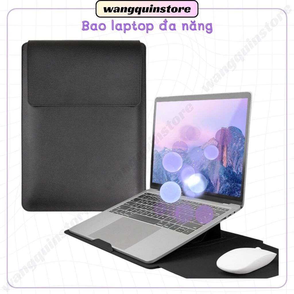 Bao da laptop Macbook Laptop Surface đa năng giá đỡ, lót chuột da PU ...