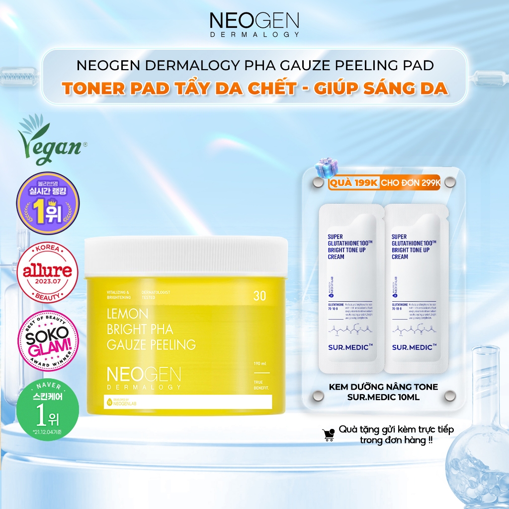 Toner Pad Tẩy Da Chết Chanh Dưỡng Trắng, Đều Màu Da Neogen Dermalogy ...