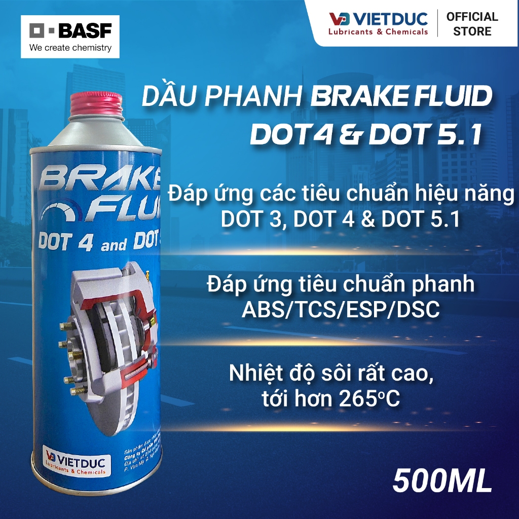 Dầu Phanh BRAKE FLUID DOT 3 DOT 4 & DOT 5.1 HYDRAULAN BASF Tiêu chuẩn ABS/TCS/ESP/DSC Không ...