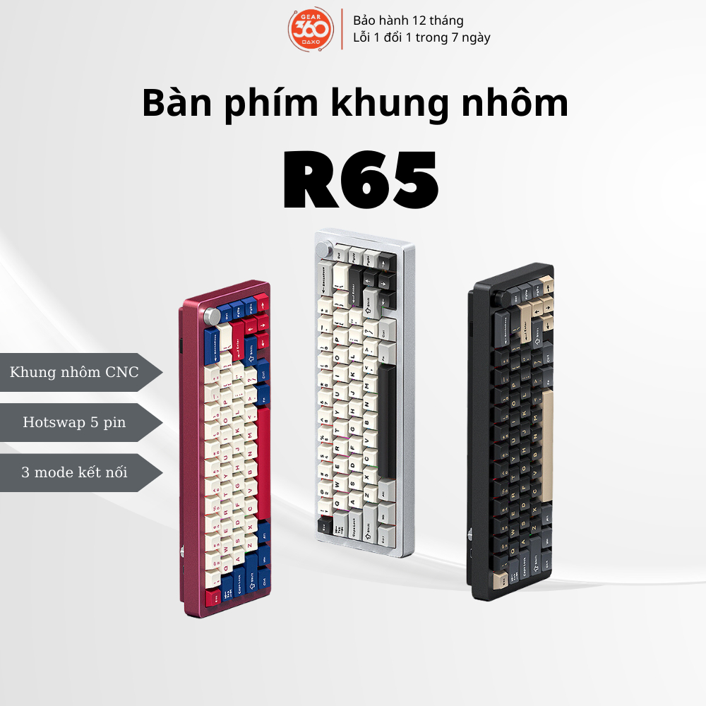 Bàn phím cơ không dây Dark Alien R65- Khung nhôm CNC- 3 mode kết nối ...