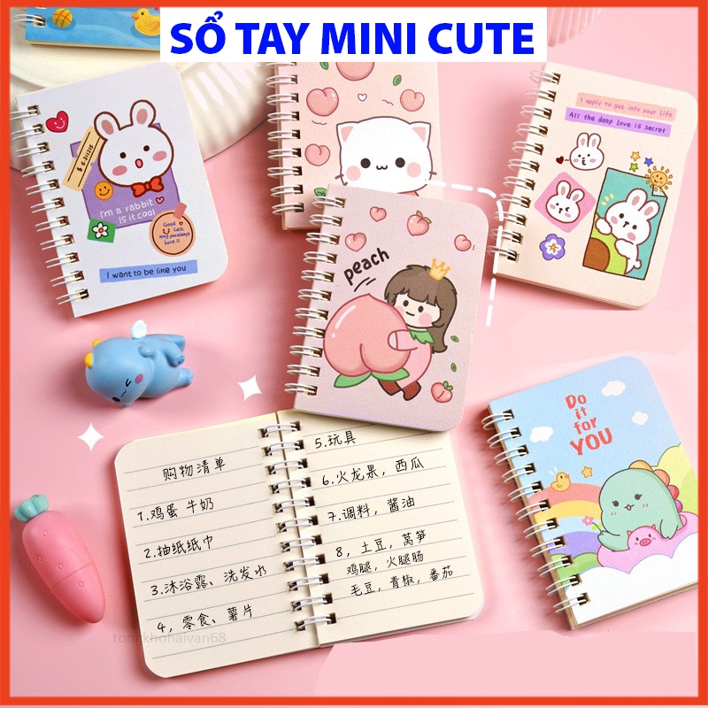 Sổ Tay Ghi Chép Lò Xo Mini Dễ Thương 80 Trang A7 Có Dòng Tiện Lợi, Sổ ...