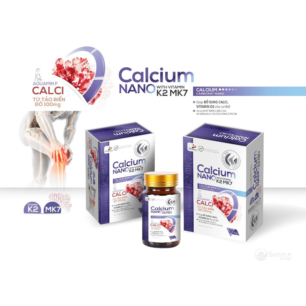 Viên uống bổ sung Calci nano k2 MK7 D3 - Giúp xương chắc khỏe , giảm thoái hóa , hỗ trợ phát ...